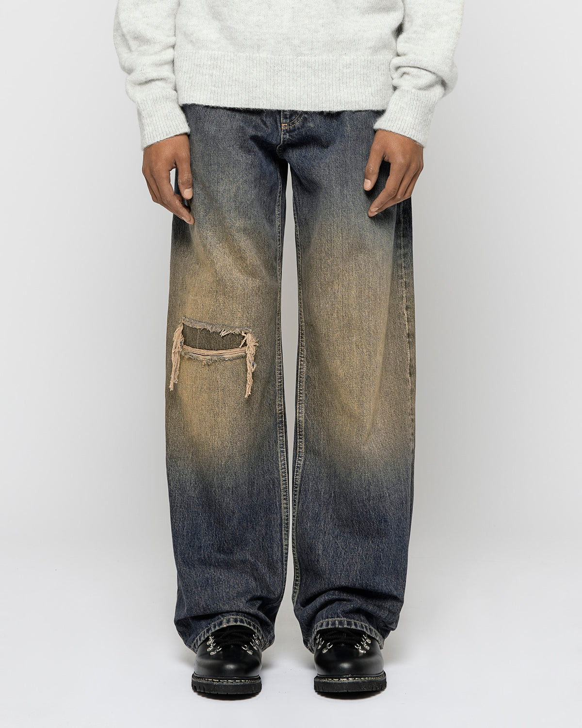 Knee Cut Loose Denim – eightyfiveclo